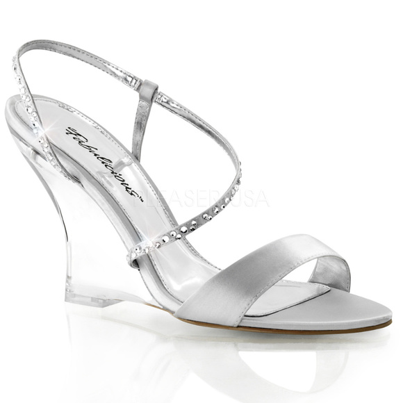 Shoes | Transparent Wedge Slip On Satin Open Toe Shoes | Poshmark